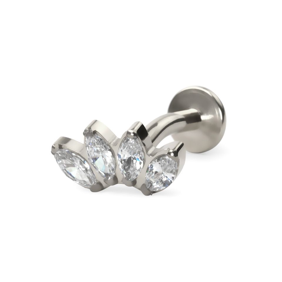 Piercing pour le nombril en titane et pierres en marquise