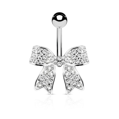 Joli piercing pour le nombril avec ruban orné de pierres